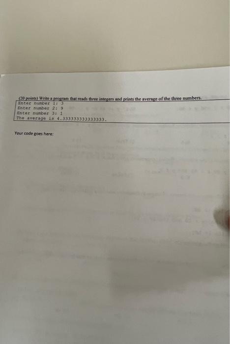 Solved (E0 points) Write a program that reads three integers | Chegg.com