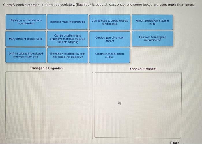 Solved Classify each statement or term appropriately. (Each | Chegg.com