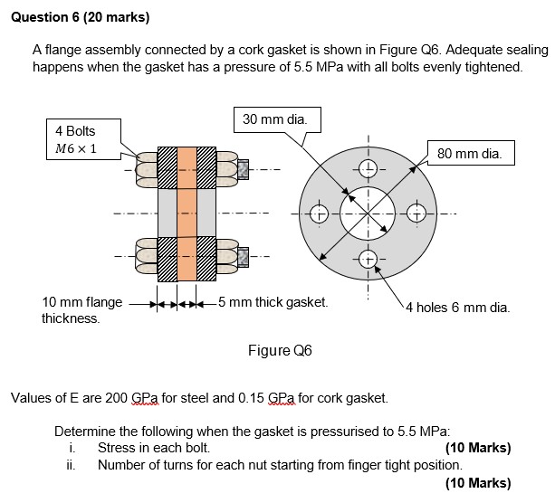 Solved Question 6 (20 ﻿marks)A flange assembly connected by | Chegg.com