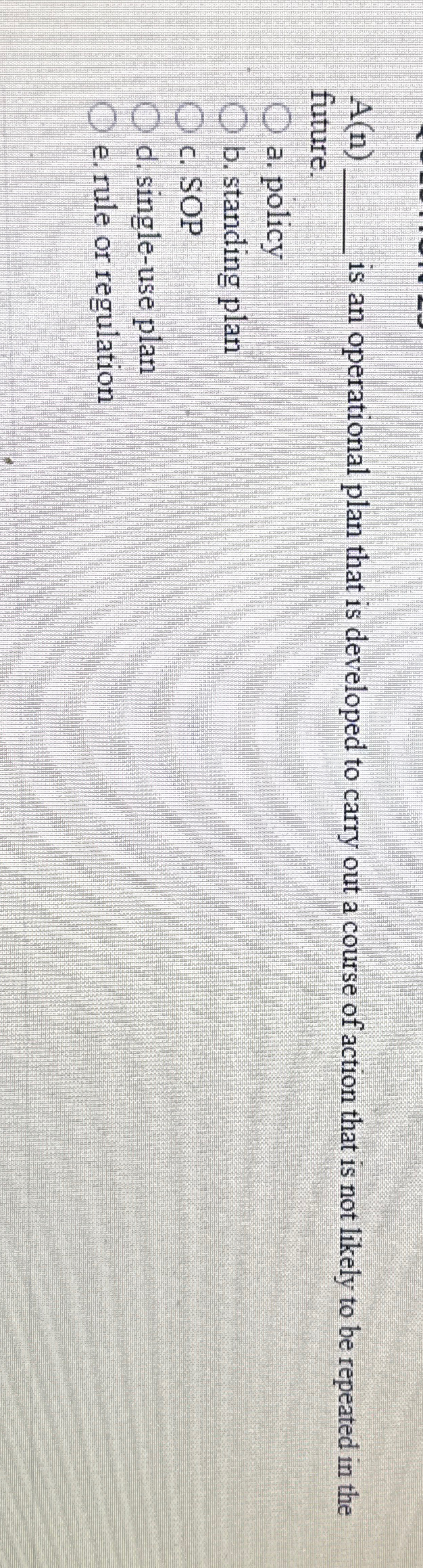 Solved A(n) ﻿is an operational plan that is developed to | Chegg.com