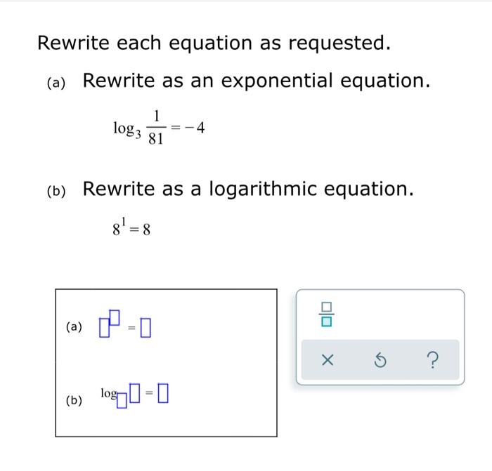 Solved How do I rewrite problem a as an exponential | Chegg.com