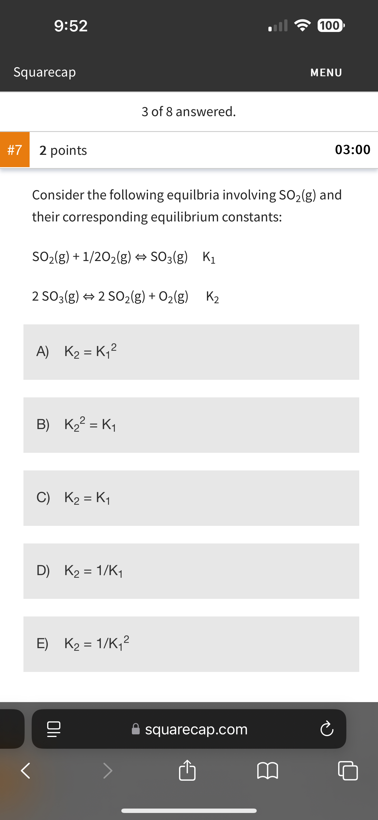 Solved Consider the following equilbria involving SO2(g) | Chegg.com