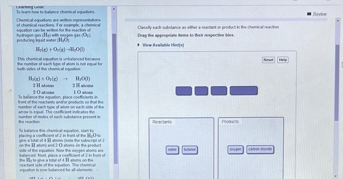 Solved Review Classify each substance as either a reactant | Chegg.com
