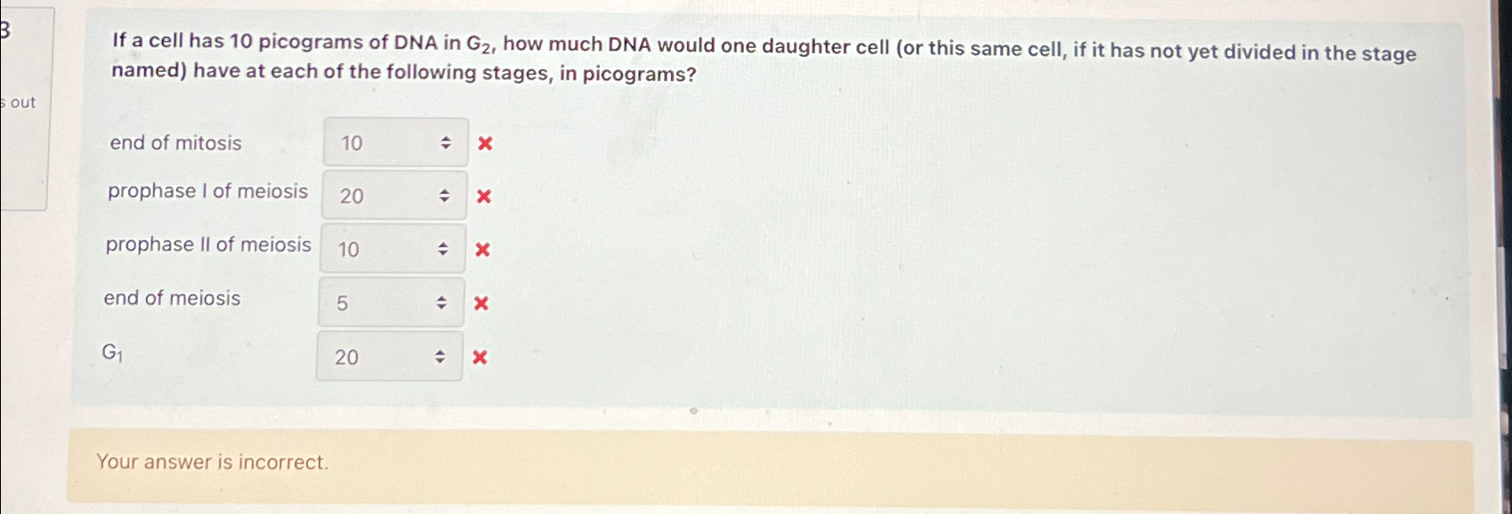 Solved βIf a cell has 10 ﻿picograms of DNA in G2, ﻿how much | Chegg.com