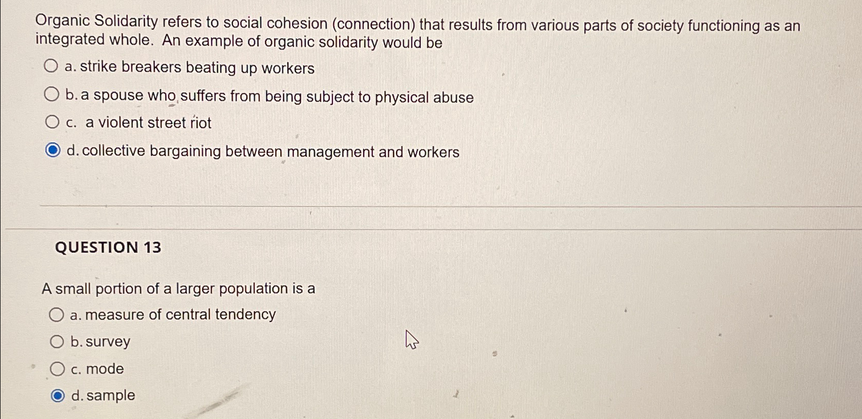 Solved Organic Solidarity refers to social cohesion | Chegg.com