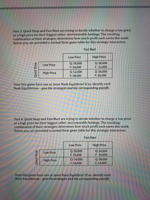 Solved NASH EQUILIBRIUM WORKSHEET Below, you are provided | Chegg.com