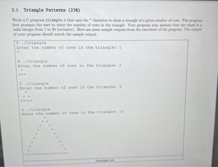 Solved Write a C program tríangle, c that uses the " | Chegg.com