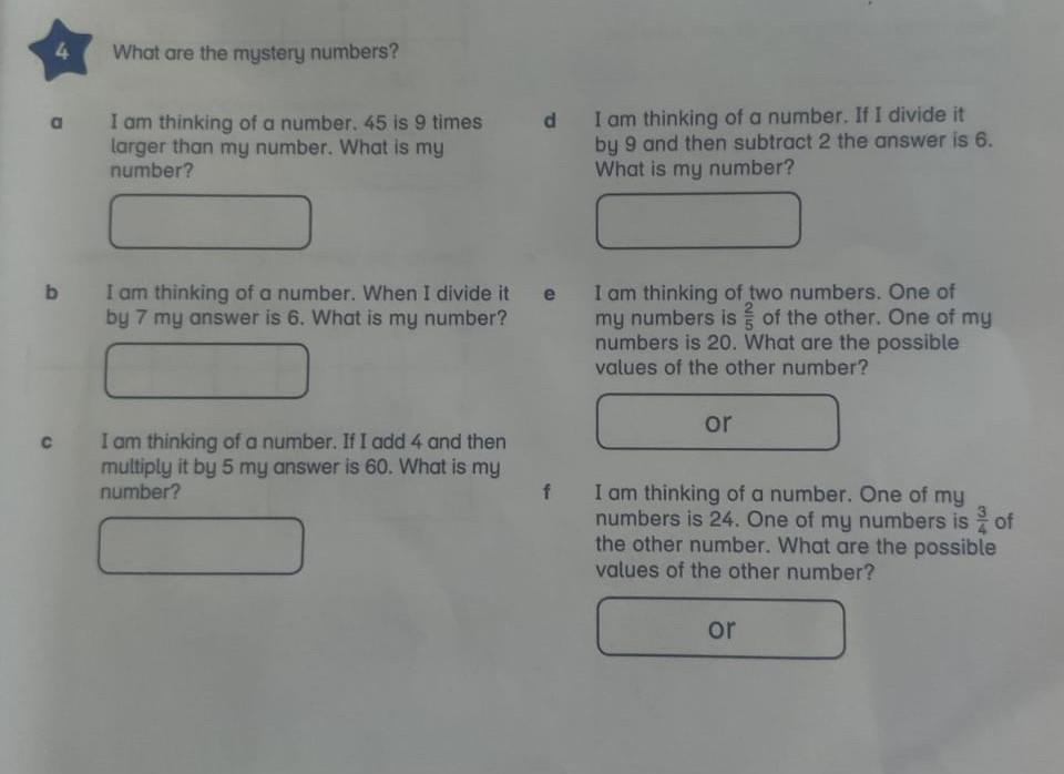 Solved 4 What are the mystery numbers? a I am thinking of a | Chegg.com