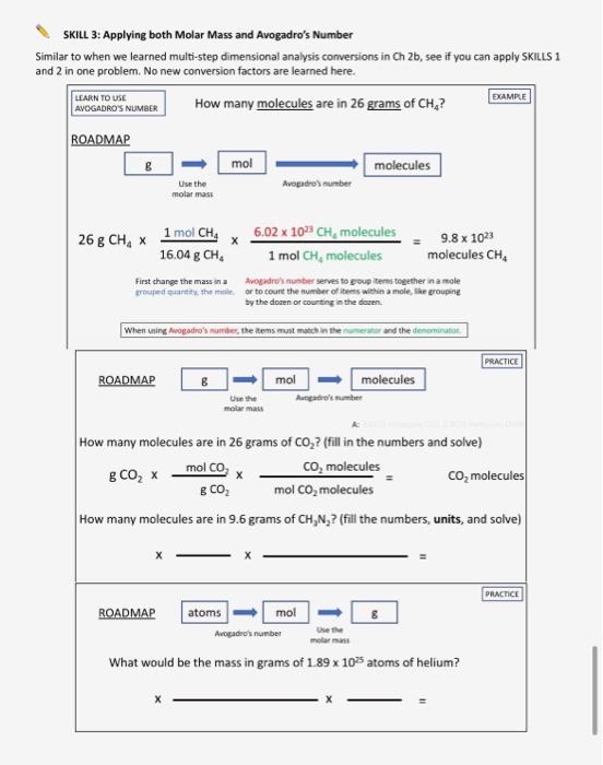 Solved SKILL 3: Applying both Molar Mass and Avogadro's | Chegg.com