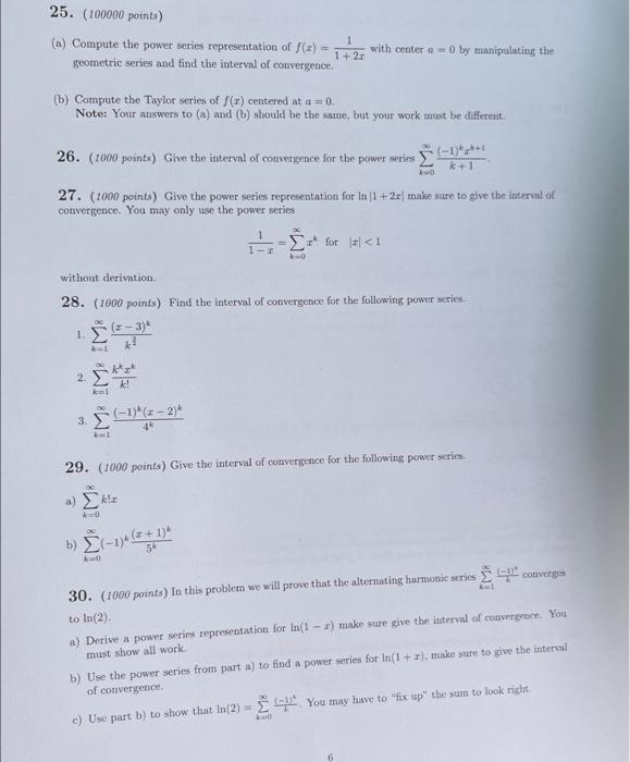 Solved (a) Compute the power series representation of | Chegg.com