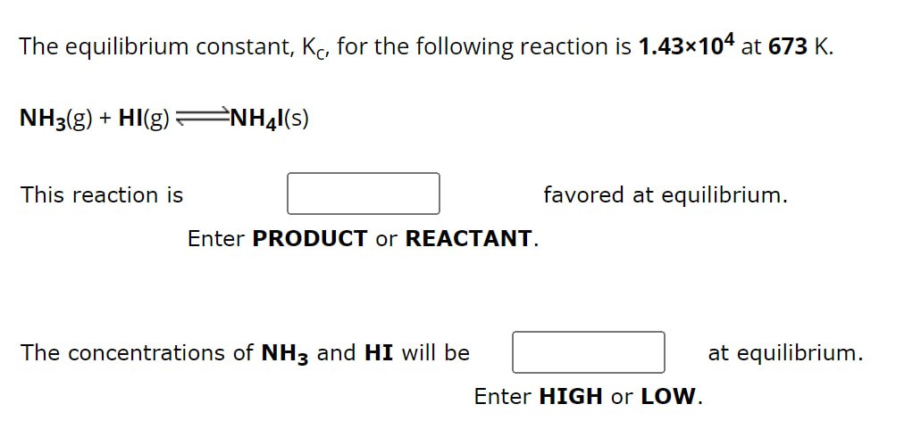 Solved The equilibrium constant, KC, ﻿for the following | Chegg.com