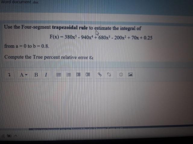 Solved Word document.doc Use the Four-segment trapezoidal | Chegg.com