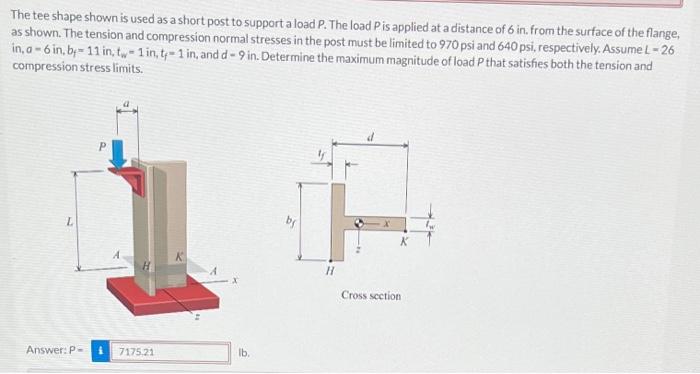 Solved The tee shape shown is used as a short post to | Chegg.com