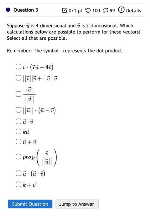 Solved Suppose u is 4-dimensional and v is 2-dimensional. | Chegg.com