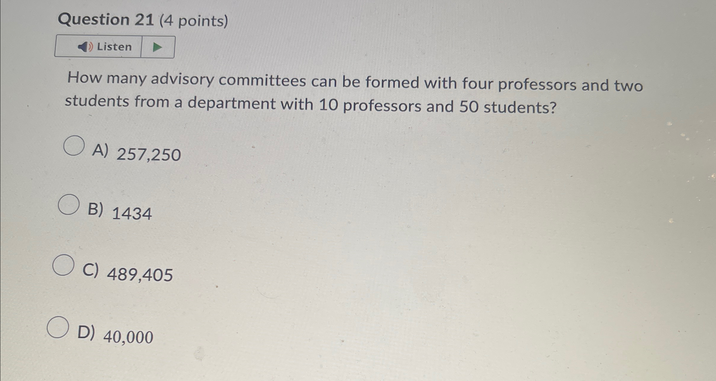 Solved Question 21 (4 ﻿points)ListenHow many advisory | Chegg.com