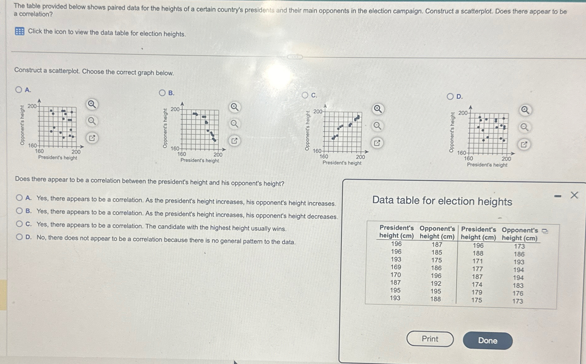 Solved The table provided below shows paired data for the | Chegg.com