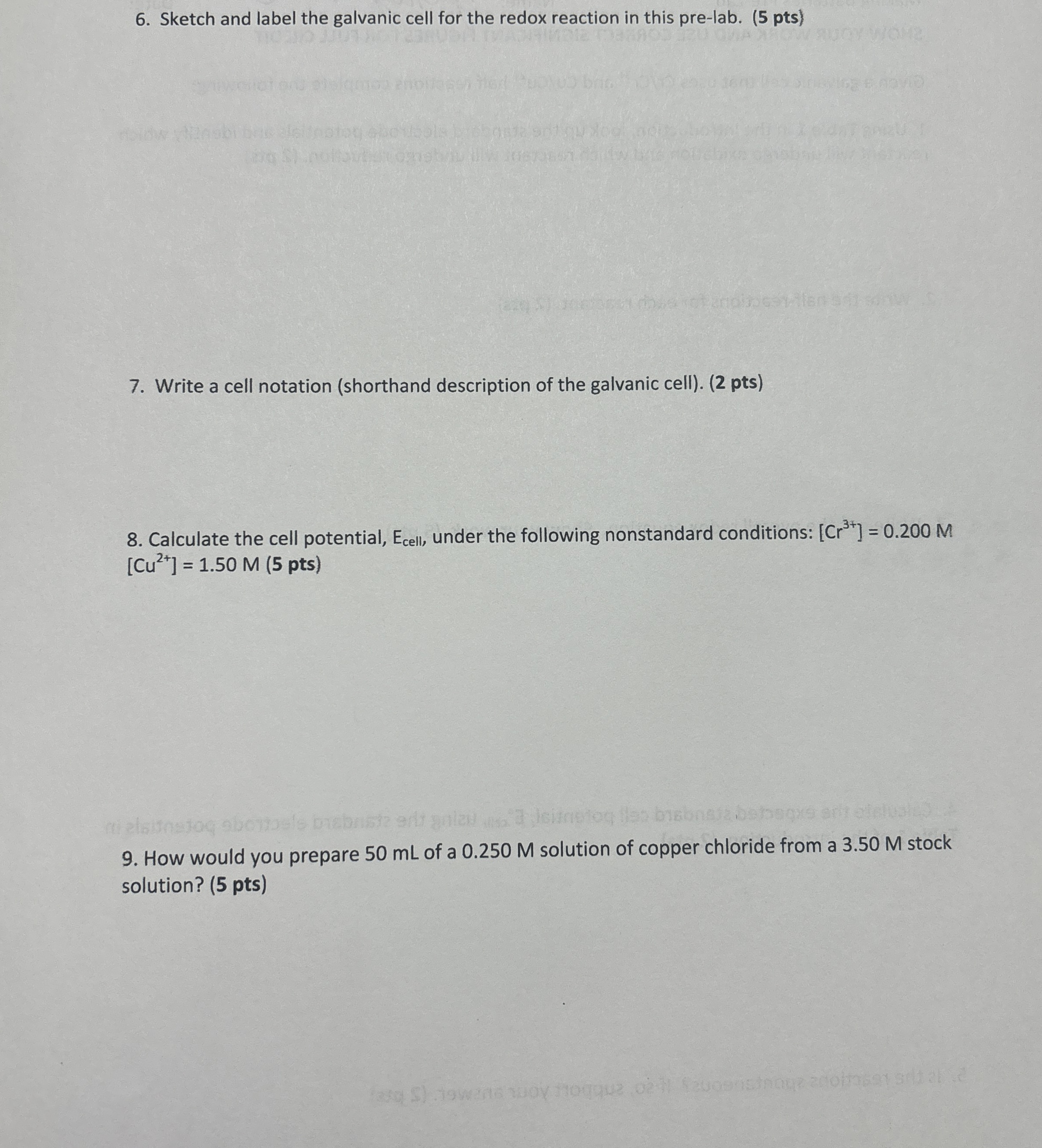 Solved Sketch and label the galvanic cell for the redox | Chegg.com