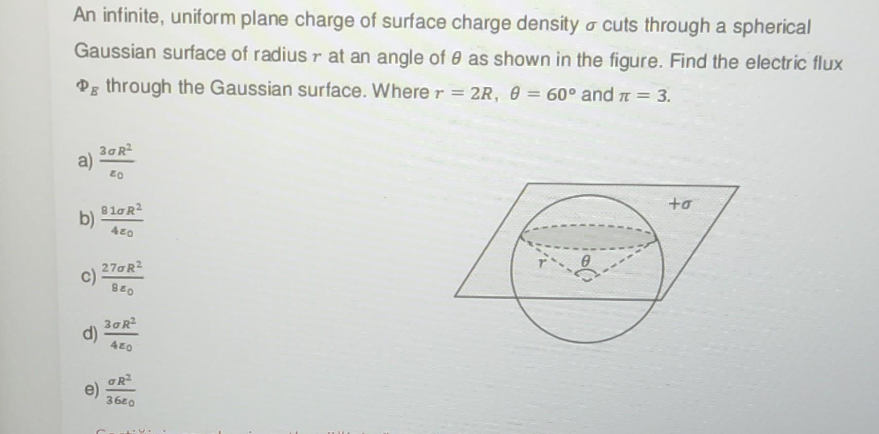 Solved An infinite, uniform plane charge of surface charge | Chegg.com