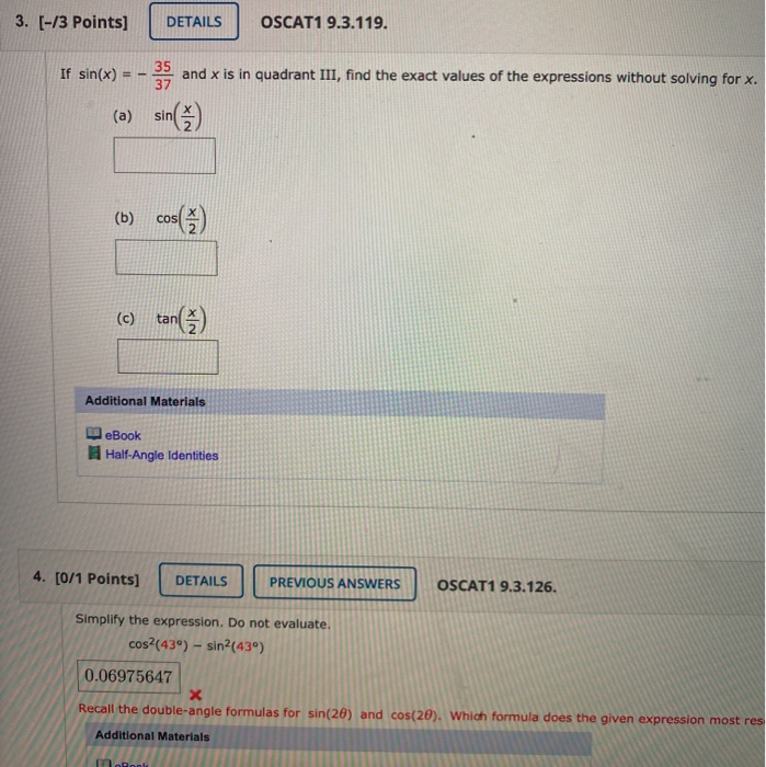 Solved 3. [-13 Points] DETAILS OSCAT1 9.3.119. If sin(x) 35 | Chegg.com