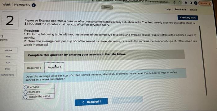 Solved 2 12 points eBook Hint Ask Print References Check my | Chegg.com