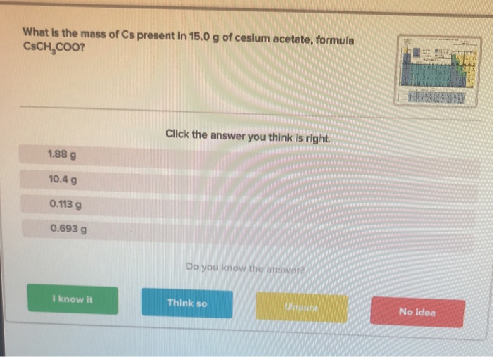 Solved What is the mass of Cs present in 15.0 g of ceslum | Chegg.com