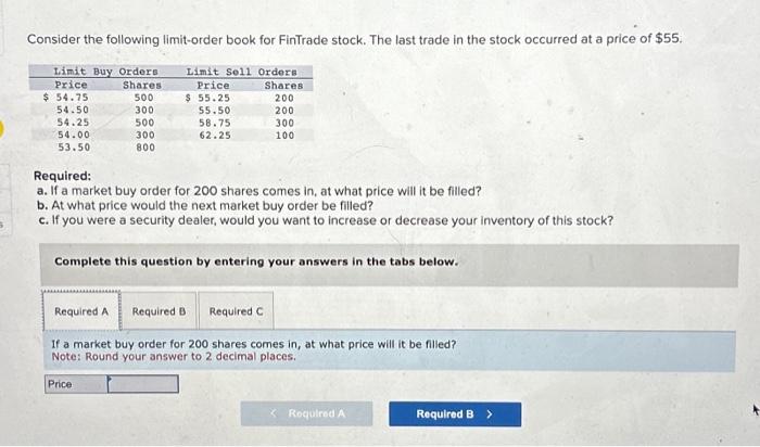 Solved 5 Consider the following limit-order book for | Chegg.com