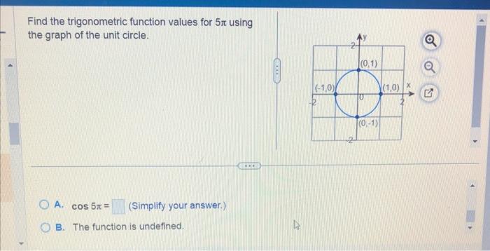 Solved Find the trigonometric function values for 5π using | Chegg.com