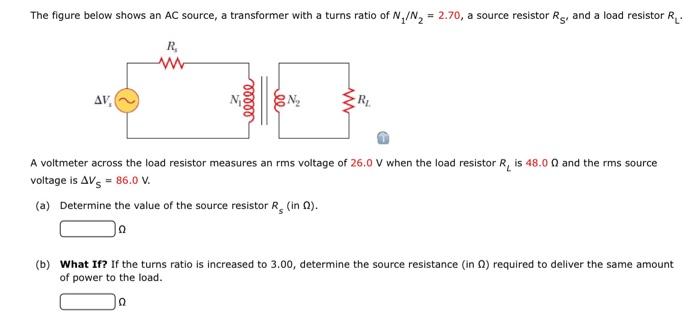 Solved The figure below shows an AC source, a transformer | Chegg.com