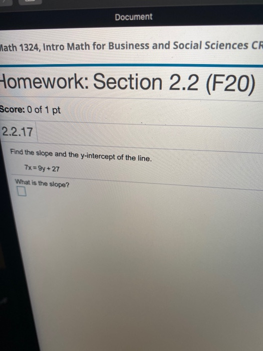Solved Document Math 1324, Intro Math for Business and | Chegg.com