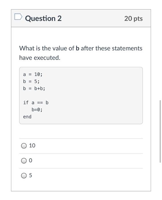 Solved Question 1 20 pts Consider the following array named | Chegg.com