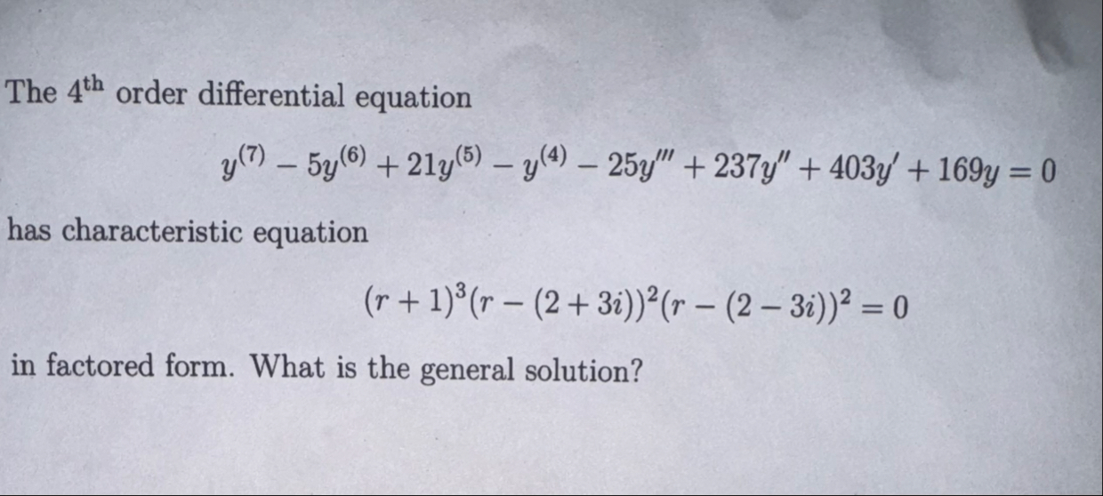 Solved The 4th ﻿order differential | Chegg.com