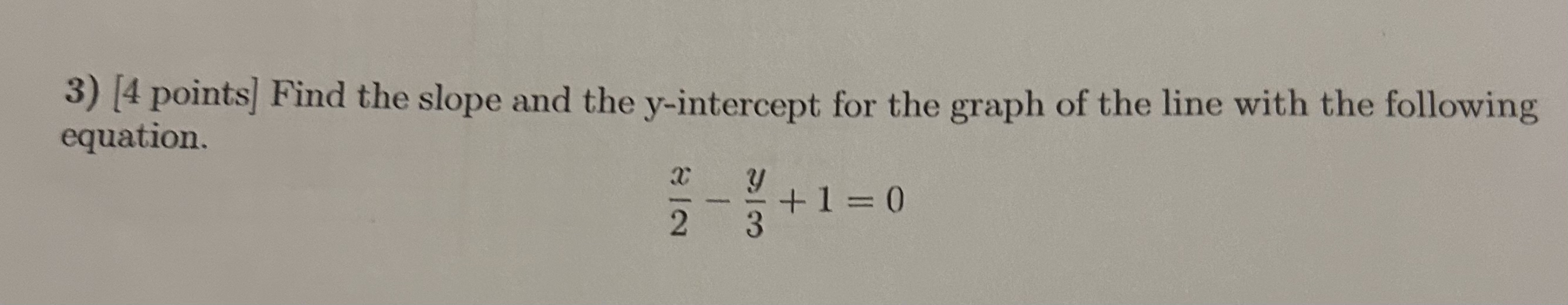 Solved by an EXPERT [4 ﻿points] ﻿Find the slope and the y-intercept for | Chegg.com