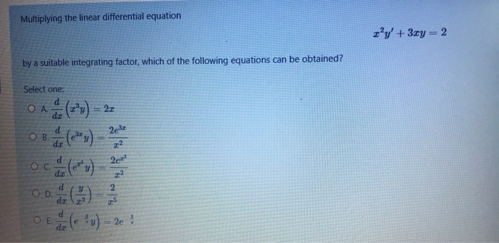 Solved Multiplying the linear differential equation I'y' + | Chegg.com