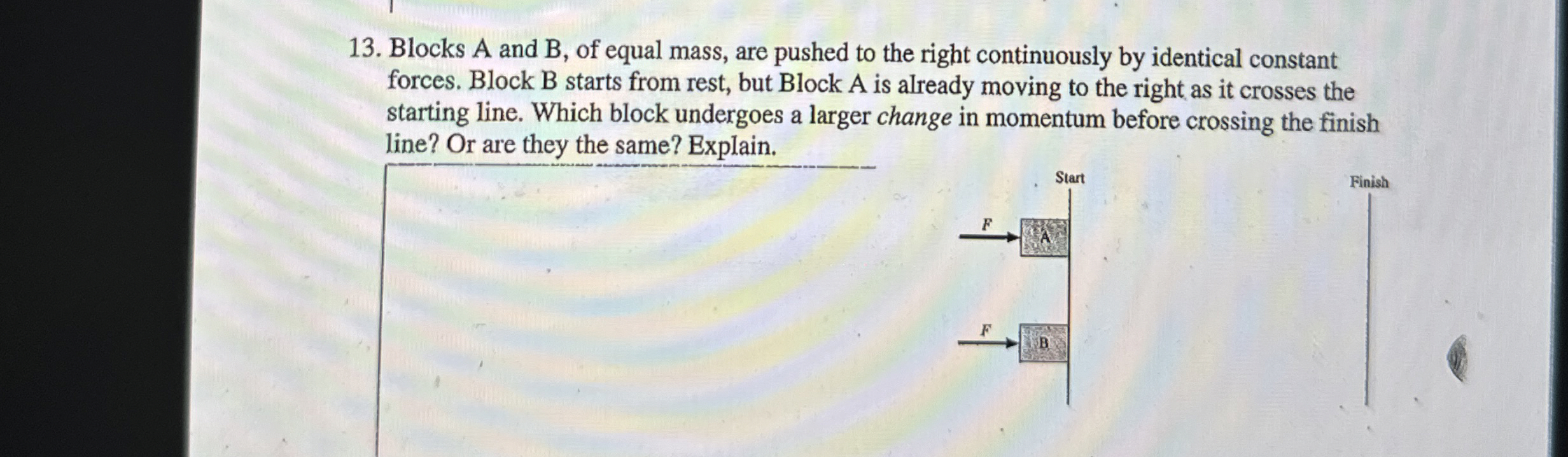Solved Blocks A and B, ﻿of equal mass, are pushed to the | Chegg.com