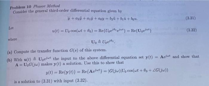 Solved Problem 10 Phasor Method Consider the general | Chegg.com
