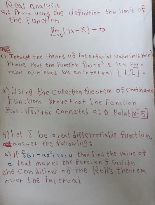 Solved Real analysis Q,: Prove using the definition the | Chegg.com
