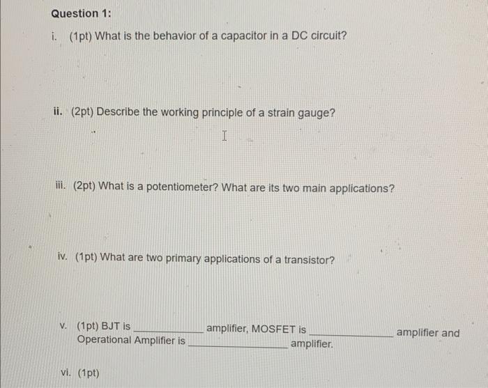 i. (1pt) What is the behavior of a capacitor in a DC | Chegg.com