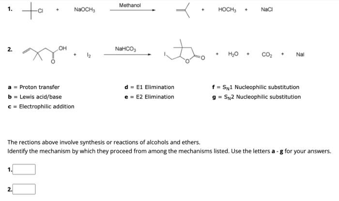 Solved 1. 2. +I2 NaHCO3 +H2O+CO2+Nal a= Proton transfer d= | Chegg.com