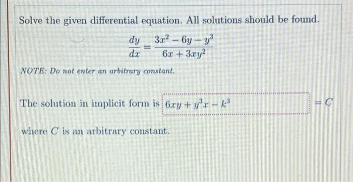 Solved Solve the given differential equation. All solutions | Chegg.com