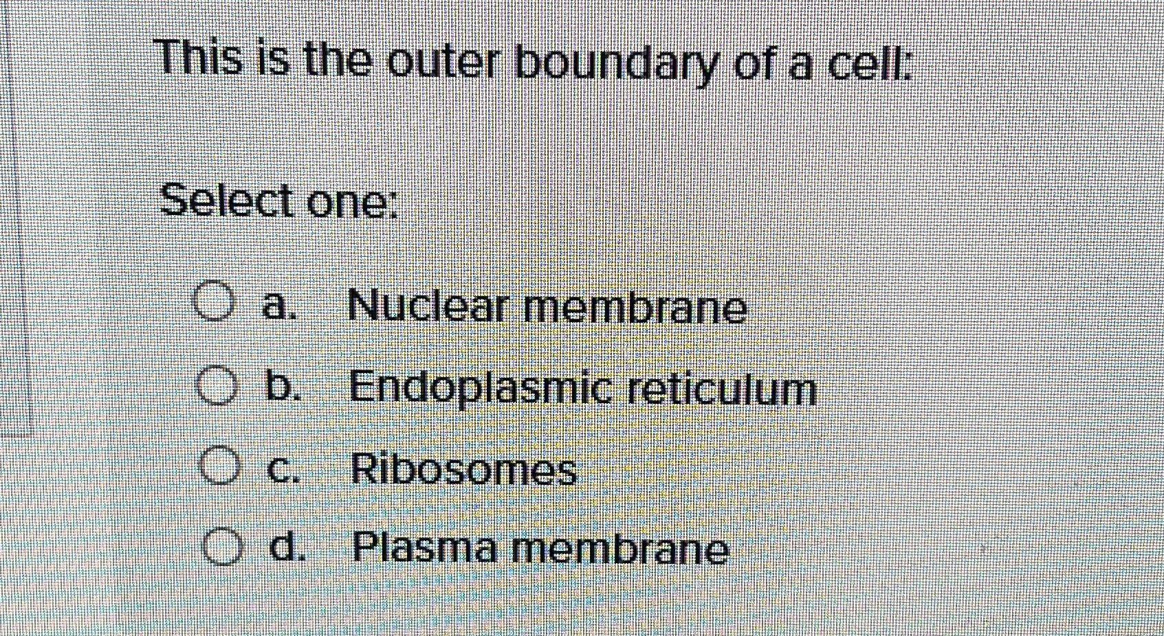 Solved This is the outer boundary of a cell:Select one:a. | Chegg.com