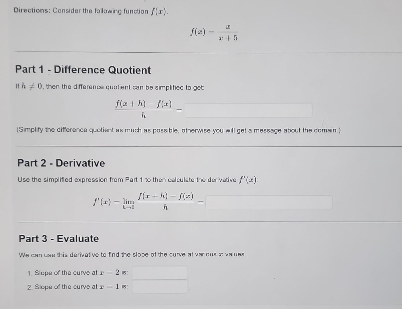 Solved Directions: Consider the following function f(x). | Chegg.com