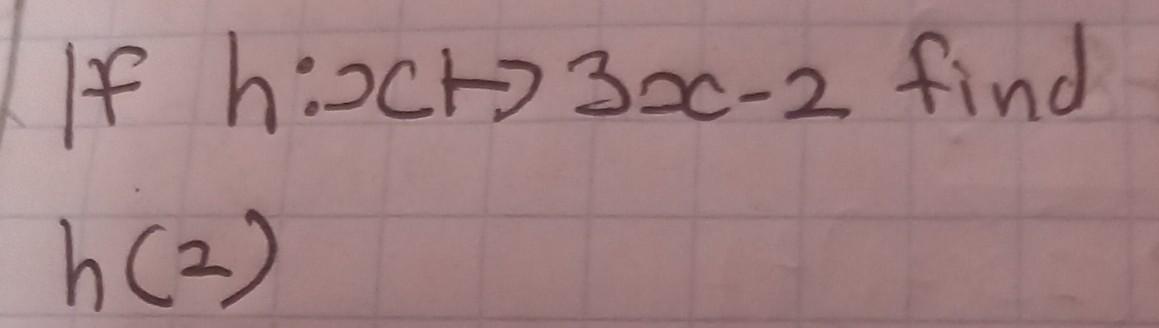 Solved If h:x↦3x−2 find h(2) | Chegg.com