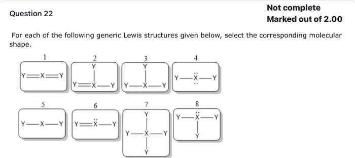 Solved For each of the following generic Lewis structures | Chegg.com