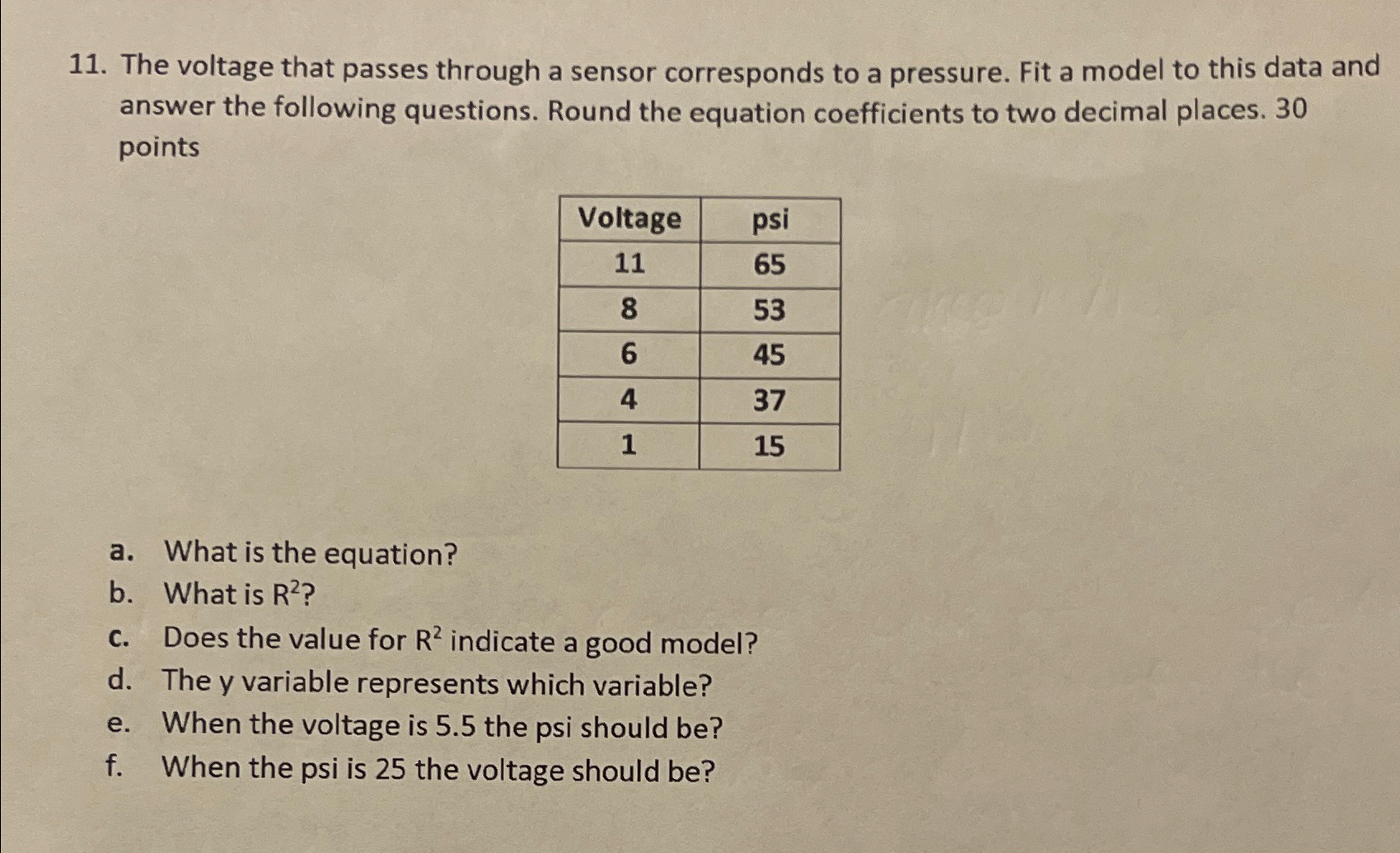 Solved The voltage that passes through a sensor corresponds | Chegg.com
