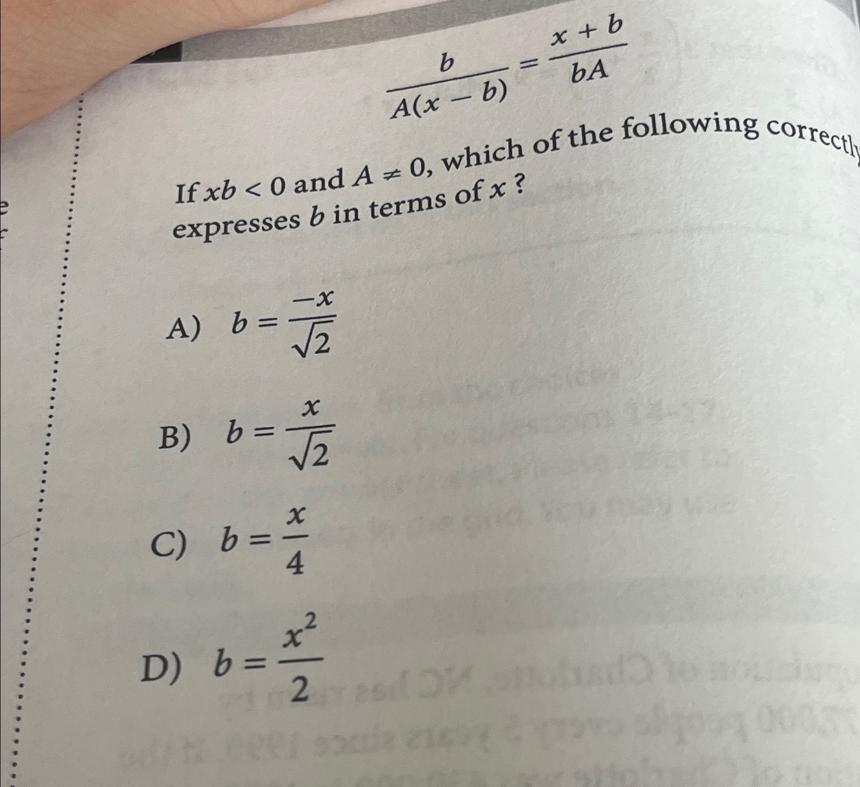 Solved bA(x-b)=x+bbAIf xb