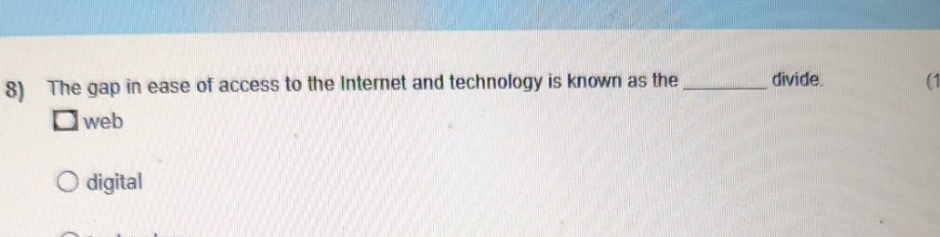 The gap in ease of access to the Internet and | Chegg.com