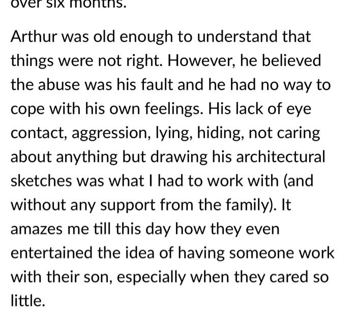 Solved CASE of Arthur: Written by the psychologist I was | Chegg.com