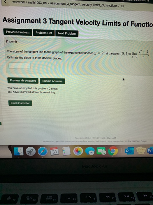 Solved webwork/math 1003_cel / | Chegg.com