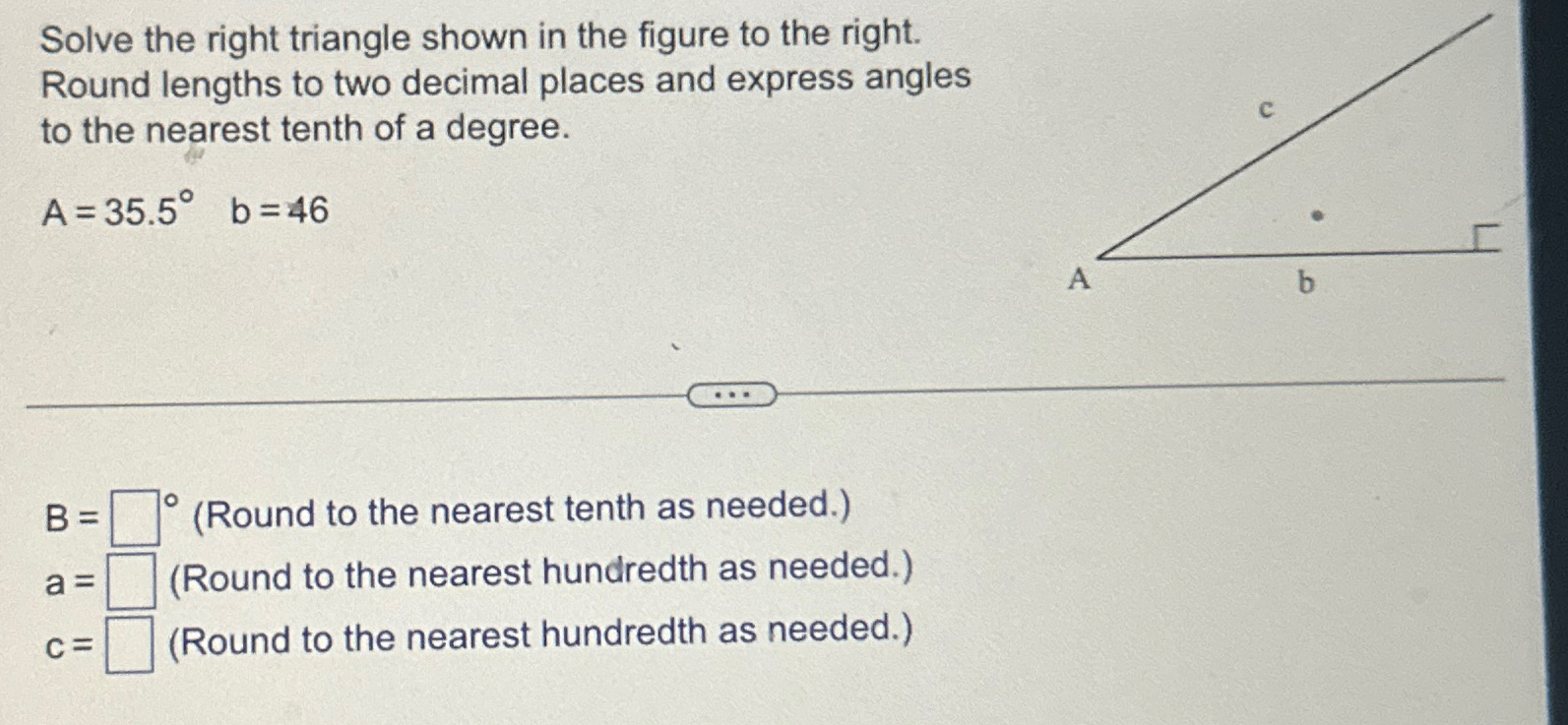 Solved Solve the right triangle shown in the figure to the | Chegg.com