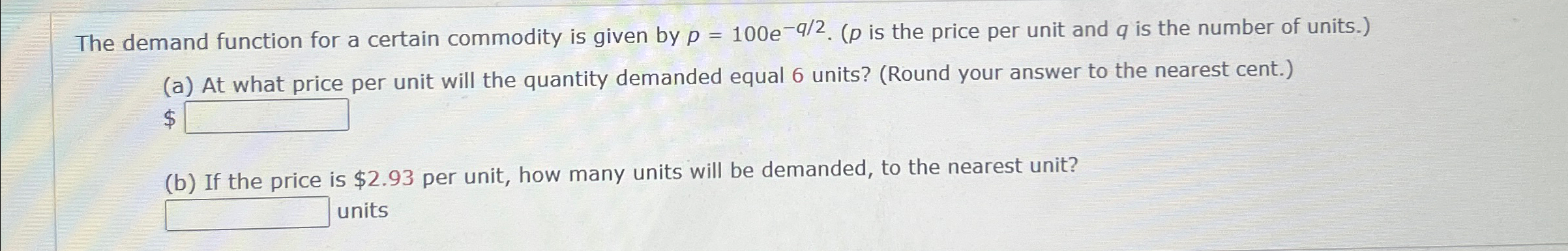 The demand function for a certain commodity is given | Chegg.com